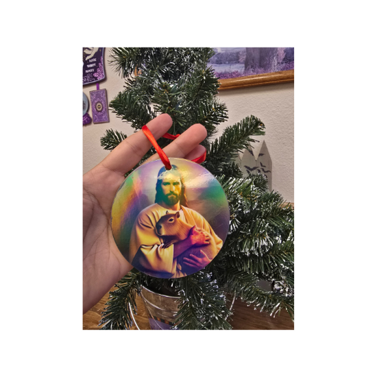 Capybara Christmas Ornament Jesus Holding Capybara Cute Capybara Gift ...