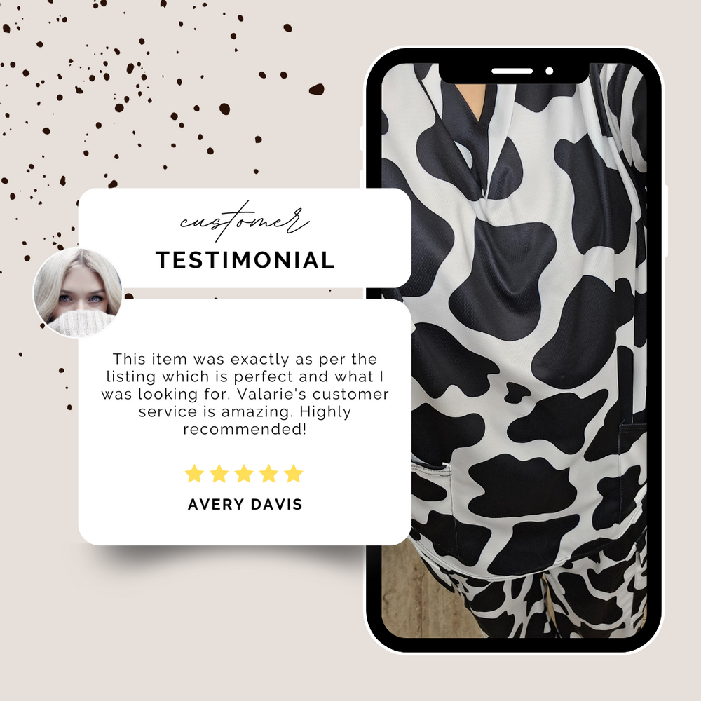 Cow Print Healthcare Work Wear Cow Pattern Scrub Set Nursing Scrubs ...